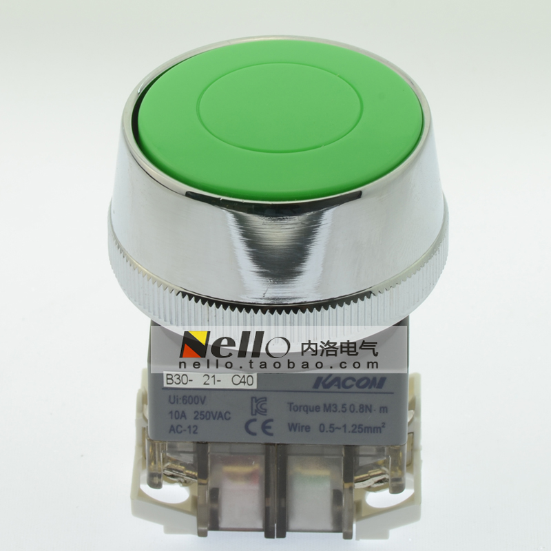 KACO KACON 30mm metal ring mushroom head button switch B30-21G-C40 self ...